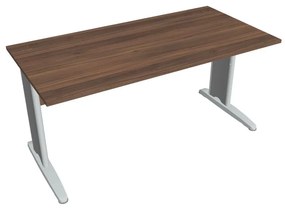 Stůl pracovní rovný 160 cm - Hobis Cross CS 1600 Dekor stolové desky: ořech, Dekor lamino podnože: ořech, Barva nohou: Stříbrná
