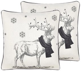 Sada 2 dekorativních polštářů s vánočním motivem 45 x 45 cm černé/bílé SVEN Beliani