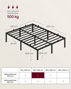 Kovová manželská postel 140 cm RMB154BD01
