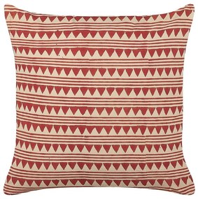 Bavlněný polštář s geometrickým vzorem 45 x 45 cm červený/béžový DEGLUPTA Beliani