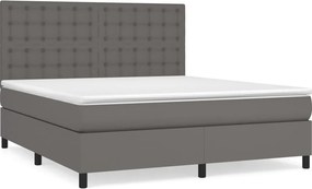 Box spring postel s matrací šedá 160x200 cm umělá kůže 3142855