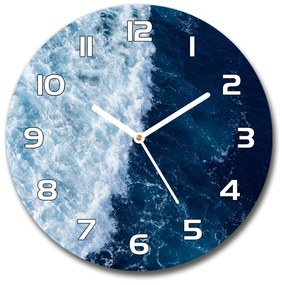 Wallmuralia Skleněné hodiny na stěnu Mořské vlny fi 30 cm