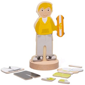 Bigjigs Toys Magnetické oblékací puzzle sportovní aktivity