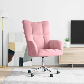 Relaxační křeslo růžové samet 328165
