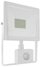 ACA Lighting LED venkovní reflektor Q 30W/230V/6000K/2650Lm/110°/IP66, pohybový senzor, bílý