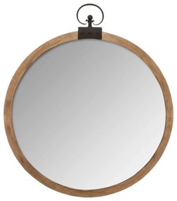 Ozdobné zrcadlo s dřevěným rámem, průměr 74 cm