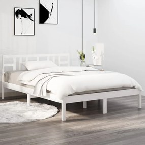 Rám postele bílý masivní dřevo 140 x 190 cm - Default Title