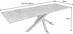 Jídelní stůl Marvelous keramický bílý 180-220-260cm mramor/ 43842