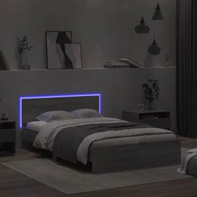 Rám postele s čelem a LED osvětlením šedý sonoma 140 x 200 cm 3207614