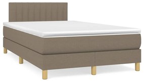 vidaXL Box spring postel s matrací a LED taupe 120x190 cm textil