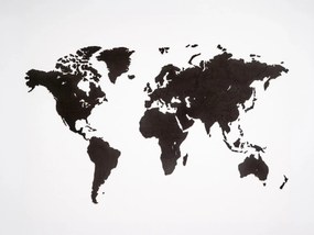 Dřevěná mapa světa HDF Minimalist Černá / 130 x 78 cm