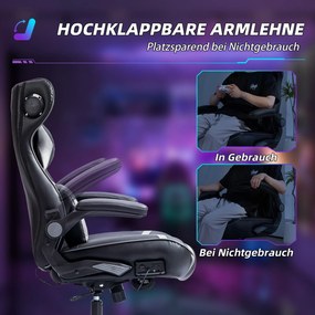 Herní židle Vinsetto s funkcí houpání a kývání, ergonomická židle k počítači, výškově nastavitelná, otočná kancelářská židle s reproduktorem, max. no…