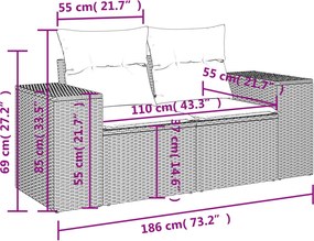 4dílná zahradní sedací souprava s poduškami černá polyratan 3222275
