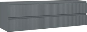 Mexen Rivel, koupelnová skříňka 160 cm, 2 zásuvky, drážkovaná, grafitová matná, 91A20-16047-2-BFF66