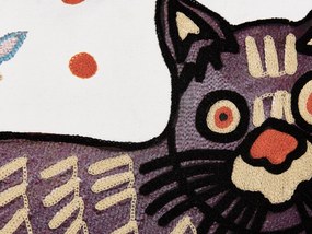 Vyšívaný bavlněný polštář s motivem kočky 50 x 50 cm vícebarevný PHUSRO Beliani
