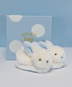 Doudou Dárková sada - Sada botiček s chrastítky králíček modrý 0-6 měs