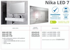 A-Interiéry Zrcadlo závěsné s pískovaným motivem a LED osvětlením Nika LED 7/80 - nika led 7-80