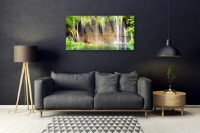 Obraz na skle Vodopád Jezero Příroda 100x50 cm