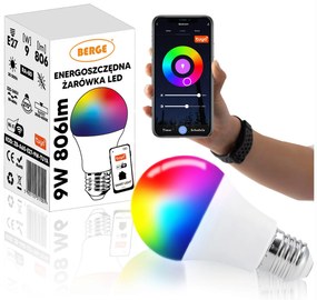 BERGE LED žárovka E27 9W 806lm RGBW WiFi Tuya 220-240V