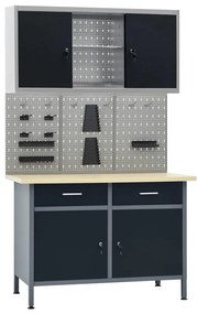 Pracovní stůl se třemi nástěnnými panely a jednou skříňkou 3053433