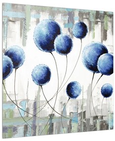 Abstraktní obraz - modré balónky (50x50 cm)
