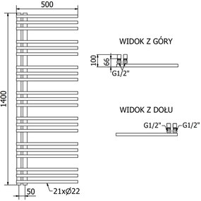 Mexen Neptun, elektrické topné těleso 1400 x 500 mm, 600 W, chromová, W101-1400-500-2600-01
