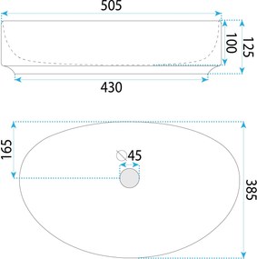 Rea Sabina 50, umyvadlo na desku 500x385x120 mm, bílá lesklá, REA-U6364