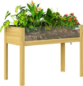 Zvýšený květináč Outsunny s akrylovými panely, odvodňovacími otvory, dřevěný výsadkový box, odolný vůči povětrnostním vlivům, zahradní postel, výsadko