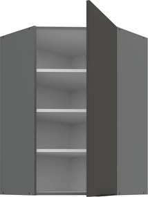 ARIA pi | horní kuchyňská skříňka 60x60 GN-90 1F (45°) rohová s policemi | 60x60 cm | VYSOKÁ | antracit/šedá grafit