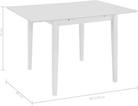 Rozkládací jídelní stůl bílý (80–120) x 80 x 74 cm MDF 247626