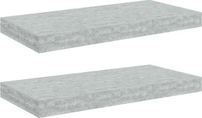 Plovoucí nástěnné police 2 ks betonově šedé 50x23,5x3,8 cm MDF 326595