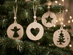 Vánoční ozdoba RUSTIC JOY dřevěná 7,5 cm - různé vzory