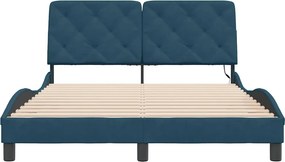 Rám postele s LED bez matrace modrý 140 x 190 cm samet 3213853
