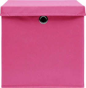 Úložné boxy s víky 4 ks růžové 32 x 32 x 32 cm textil 288346