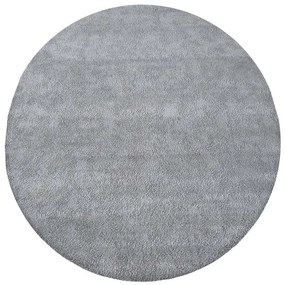 Jednobarevný kulatý koberec v šedé barvě