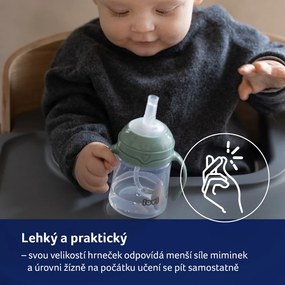 LOVI První hrneček se slámkou a závažím 150ml zelený