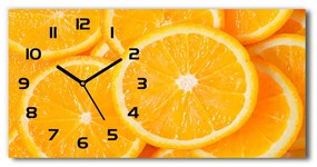 Wallmuralia Skleněné hodiny na stěnu Plátek pomeranče 60x30 cm