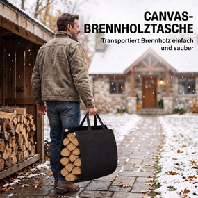 Outsunny Dřevník 47,5 x 33 x 44 cm zvýšený stojan na dřevo s plátěnou taškou až 50 kg do interiéru i exteriéru
