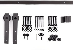 HOMCOM 200 cm Skleněná Dveřní Hardware Sada pro Dřevěné Dveře s Kolejnicemi a Šrouby, Max Zatížení 90 kg, Uhlíková Ocel Hnědá | Aosom