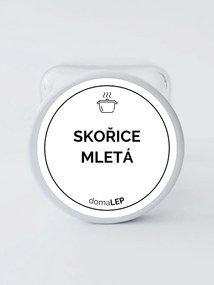 Samolepka na kořenky SKOŘICE MLETÁ bílá 5 cm tučné písmo