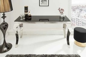 Skleněný konzolový stolek Barock Black černá stříbrná 145cm