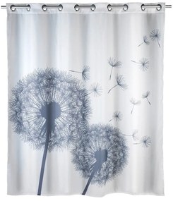 Bílý sprchový závěs s protiplísňovou povrchovou úpravou Wenko Dandelions, 180 x 200 cm