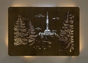Li-Go "Praděd" světelný obraz s baterií 90x62cm varianta: ovládání na obraze bez dálkového ovladače, provedení: dub světlý