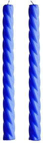 Butlers TWISTED Sada lesklých svíček 2 ks 25,5 cm - modrá