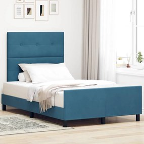 Postel s boxspringem s čelo Tmavě modrá 120 x 190 cm samet 3344931