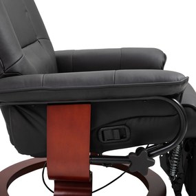 HOMCOM polohovací křeslo polohovací křeslo s podnožkou z imitace kůže 360° otočné křeslo dřevěná podnož černá 145° naklápěcí 78 x 87 x 100 cm | Aosom