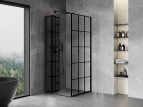 Mexen Mist-F T, 1-křídlý ​​skládací sprchový kout levý 110 x 110 cm, černá mřížka, černý - 8A6T-110-110-70-77-L