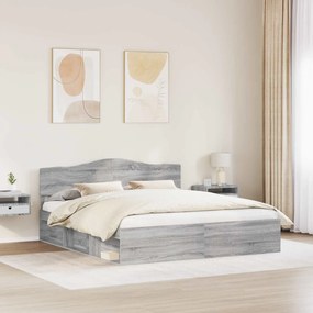 Rám postele Šedá Sonoma 200 x 200 cm Masivní borové dřevo 3412858