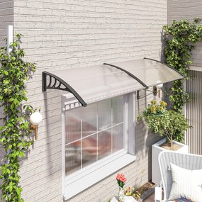 Stříška Outsunny na vchodové dveře 75x195x23 cm stříška z 5mm polykarbonátu, ochrana proti slunci a dešti pro venkovní použití, hliníková průhledná |…