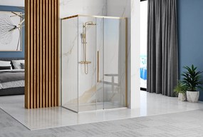 Rea - SOLAR GOLD ELEGANT čtvercový sprchový kout 90 x 90 cm, čiré sklo/zlatý profil, REA-K4900